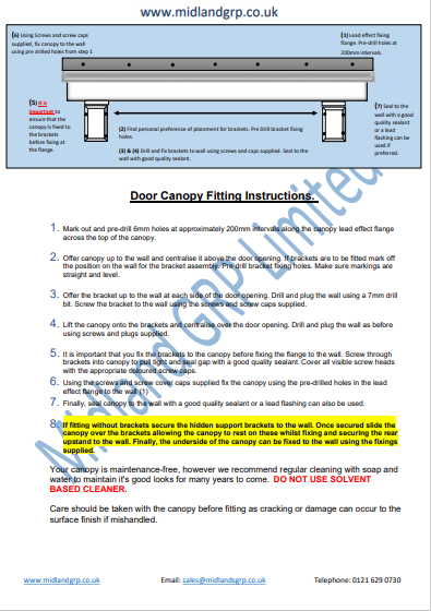 GRP Door Canopy Fitting Guide